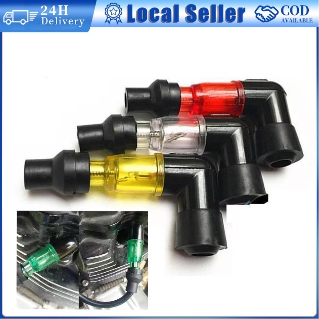 Flame Spark Plug Cap+Lamp Motorcycle Transparent Spark Plug Universal ...