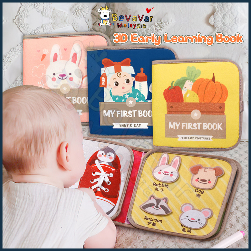 Bevavar Baby Busy Book Quiet Cloth Book Washable Toddler Book 3D ...