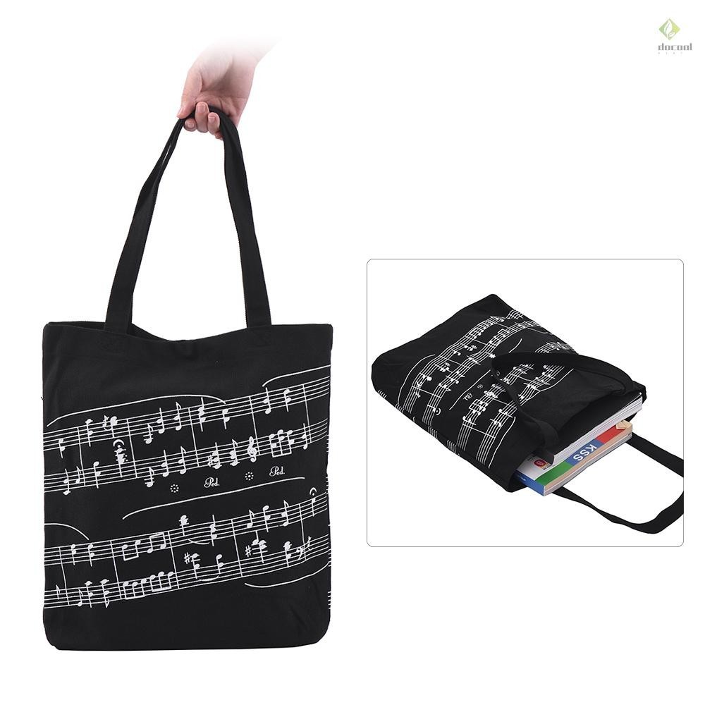 Washable Cotton Cloth Handbag Music Tote Shoulder Grocery Shopping Bag ...