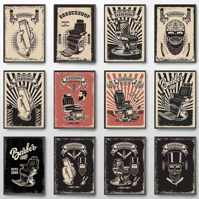 Vintage Barber Shop Poster Haircut Shave Beard Art Posters Print Canvas ...