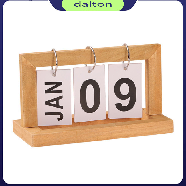 dalton Mini Desktop Calendar, Wooden Flip Chart Calendar, Portable ...