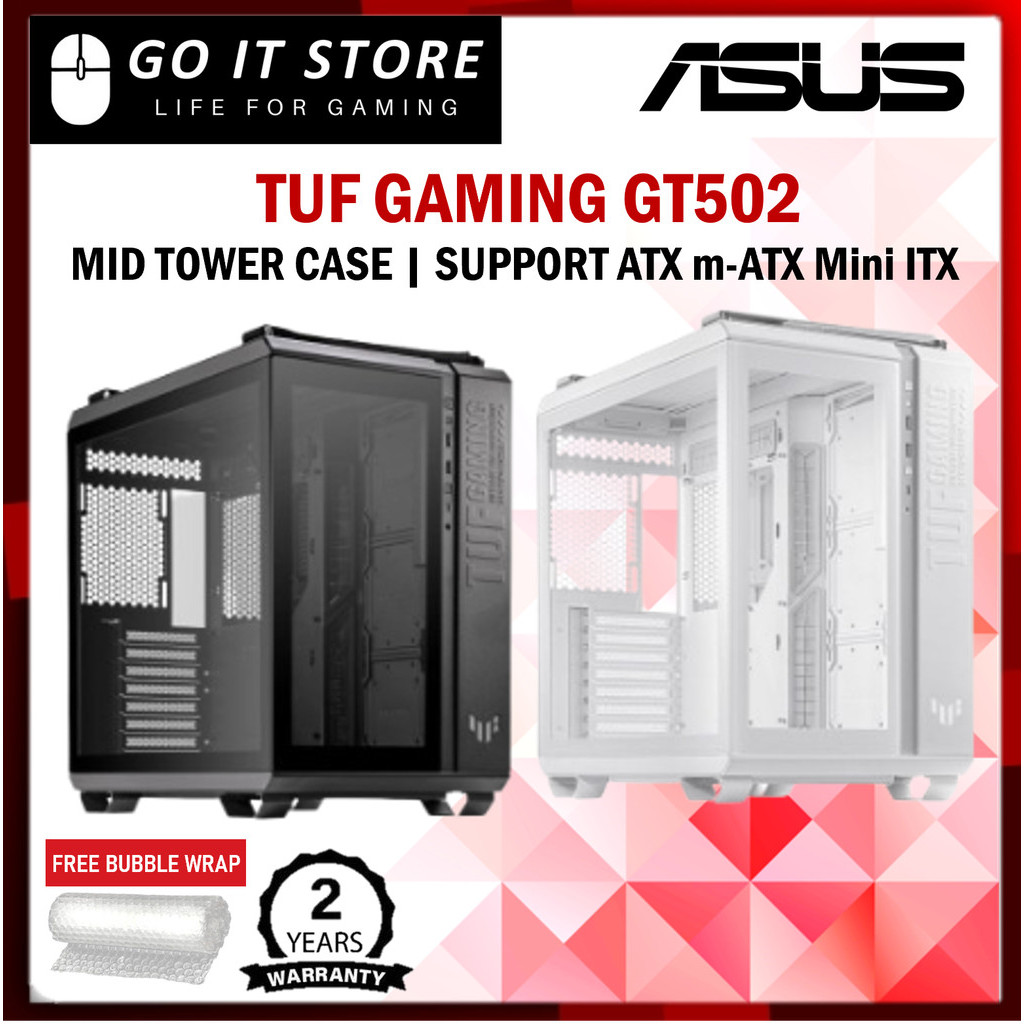 ASUS TUF GT502 GAMING DESKTOP MID TOWER CASE CASING ATX (BLACK / WHITE ...