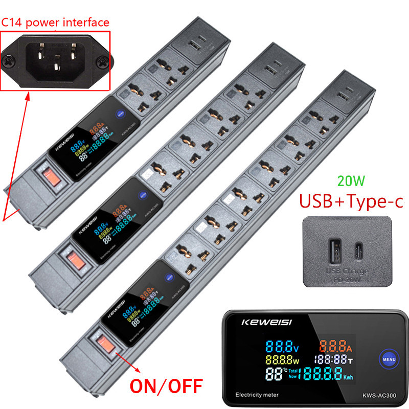 C14 Input Power Distribution Unit Pdu Power Strip Universal Socket Type C Usb Port 2 13 Ways