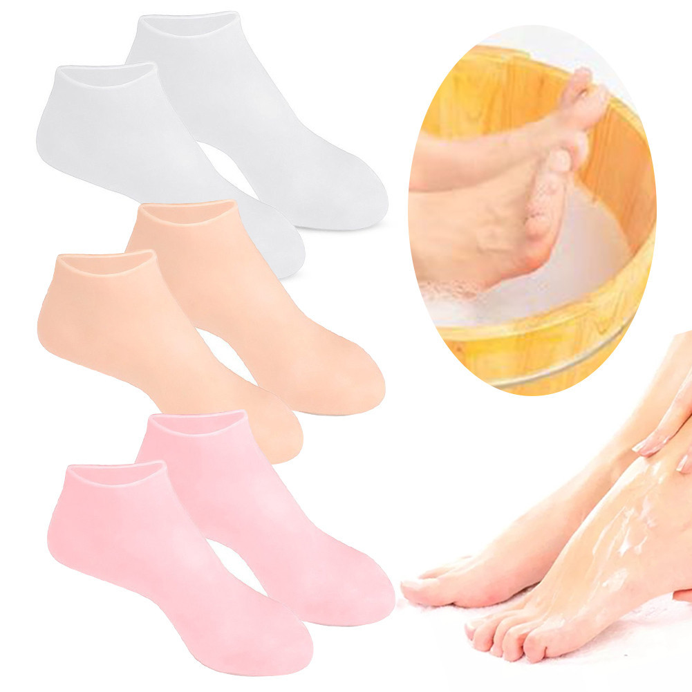 1Pair Foot Spa Pedicure Socks Anti Cracking Silicone Exfoliating Socks ...