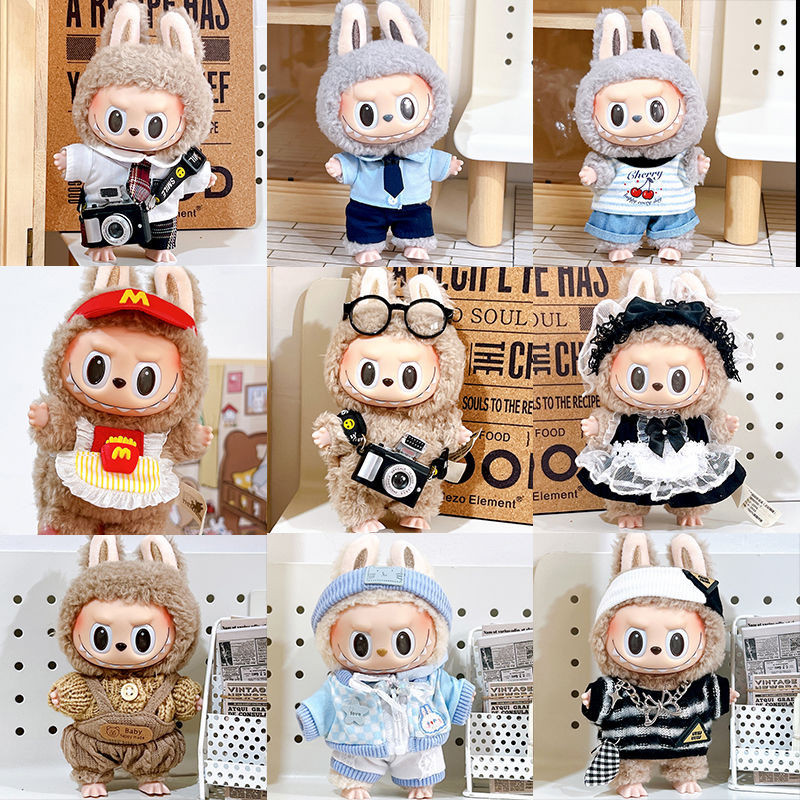 Labubu Baby Clothes labubu Vinyl Doll 17cm Doll Dress Up Pop Mart Doll ...