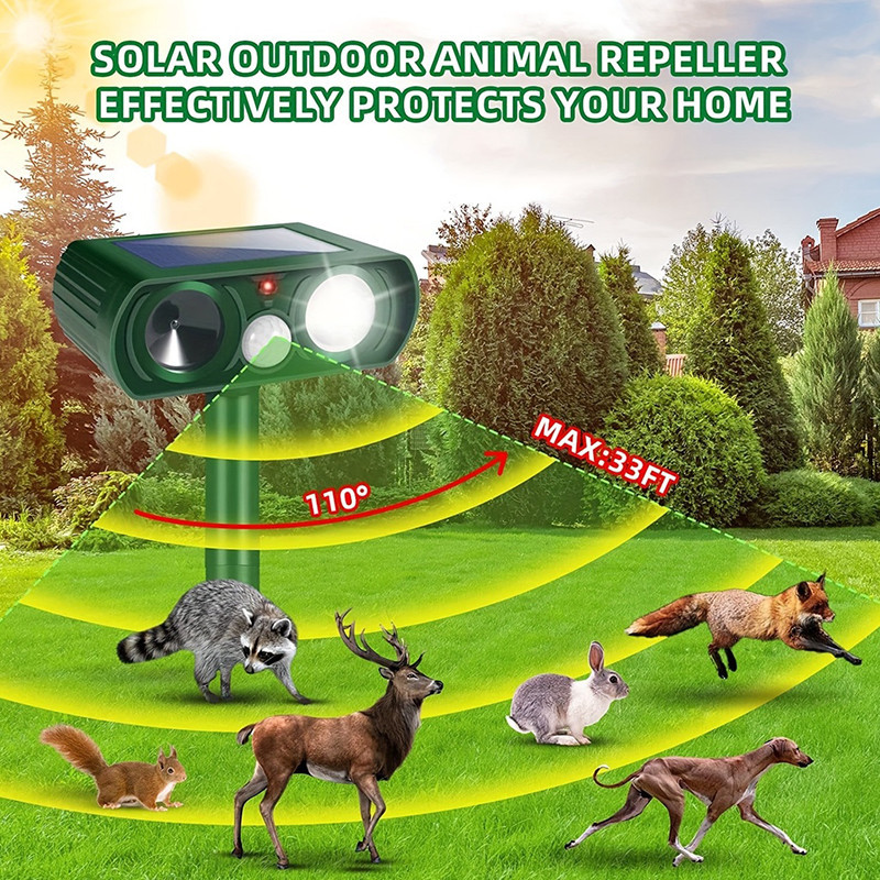 Ultrasonic Animal Control Solar Powered PIR Sensor Pest Bird Repeller ...