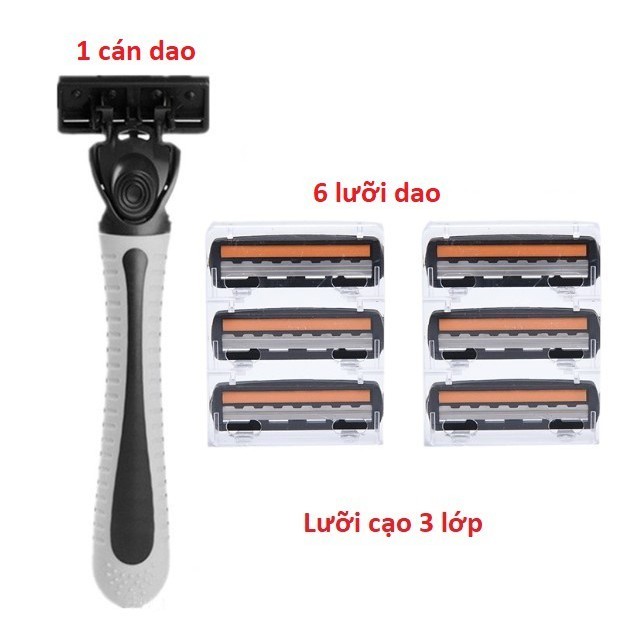 3-layer razor set (1 handle + 6 blades) | Shopee Malaysia