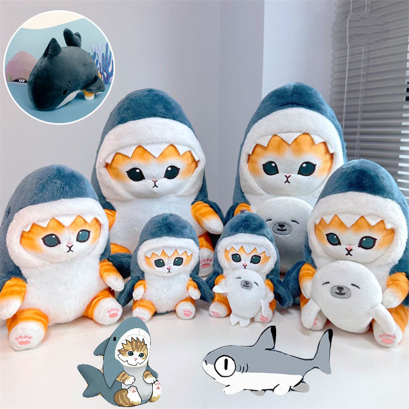 Cute Shark Cat Plush Doll Toys Keychain Pendant Pillow Room Car Bag ...