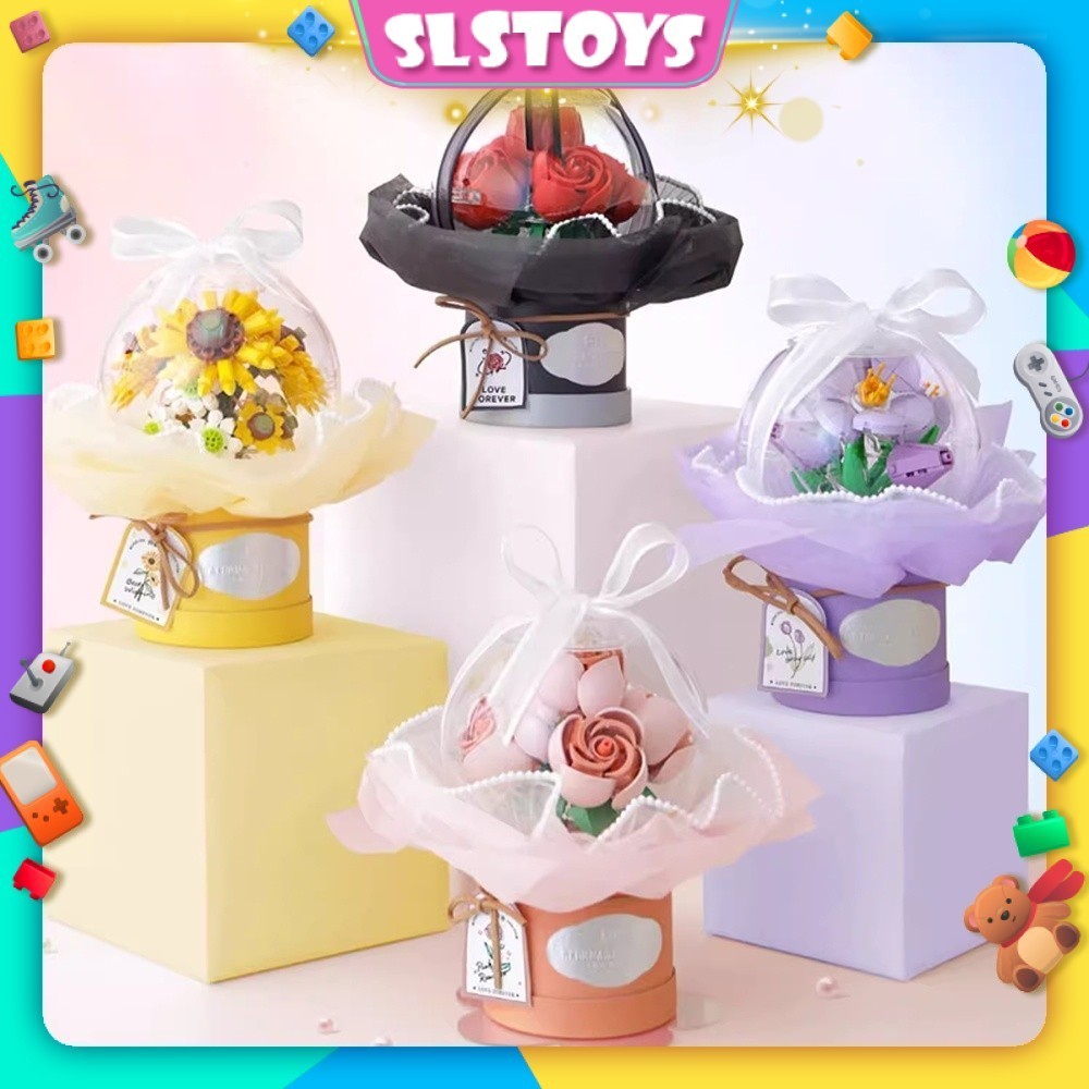 LOZ IDEAS Mini Block Eternal Flower Series Bouquet Anniversary Wedding Birthday Deco Gift ...