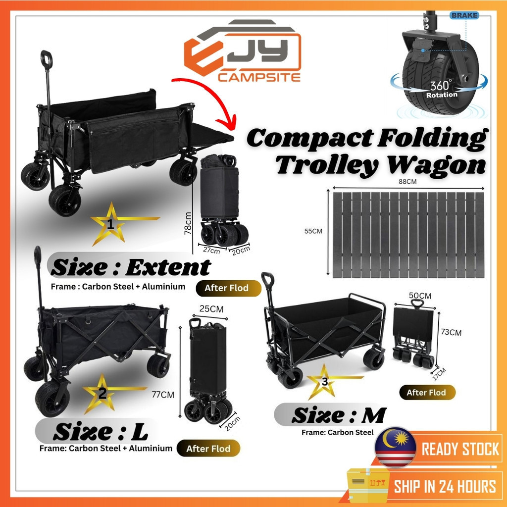 210L Wagon Trolley Foldable Trolley Stroller Wagon Outdoor Trolley ...