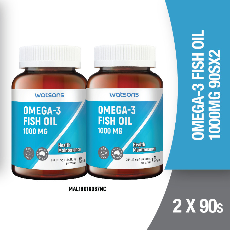 WATSONS Omega 3 Fish Oil 1000mg 2 x 180's | Shopee Malaysia
