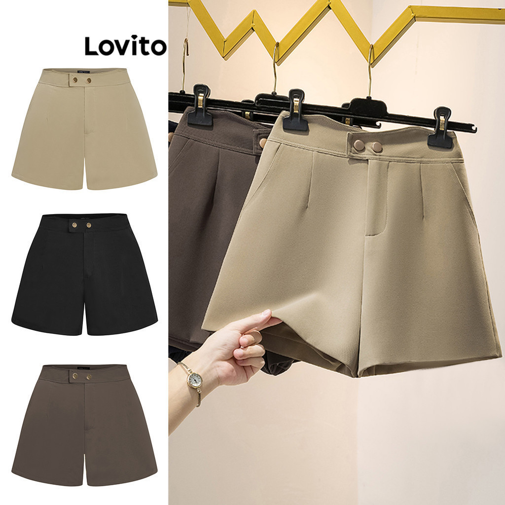 Lovito Plus Size Curve Casual Plain Pocket Shorts for Women LNE40568 ... Lovito Plus Size Curve Casual Plain Pocket Shorts for Women LNE40568 ...