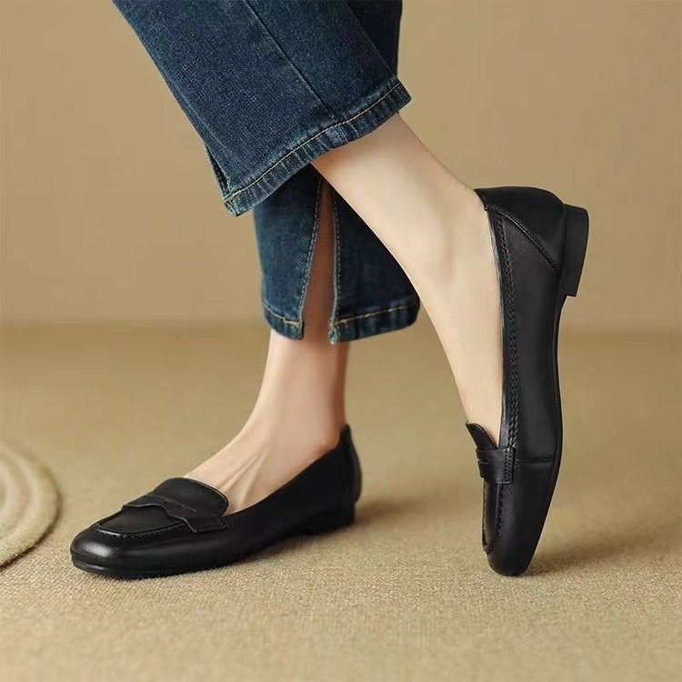 High Heels Women School Season Fashion Black Small Leather Shoes Round ...