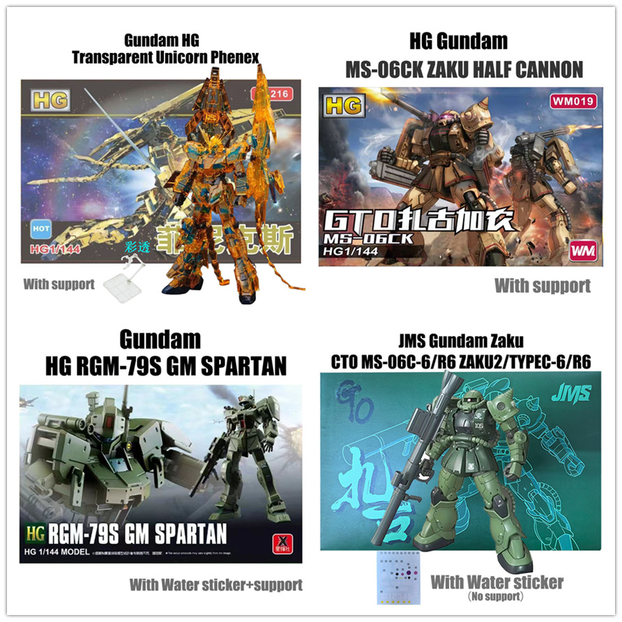 1/144 Gundam HG MS-06CK Zaku Half Cannon GM Spartan Rx-78-2 HG Zaku Unicorn Phenex Transparent ...