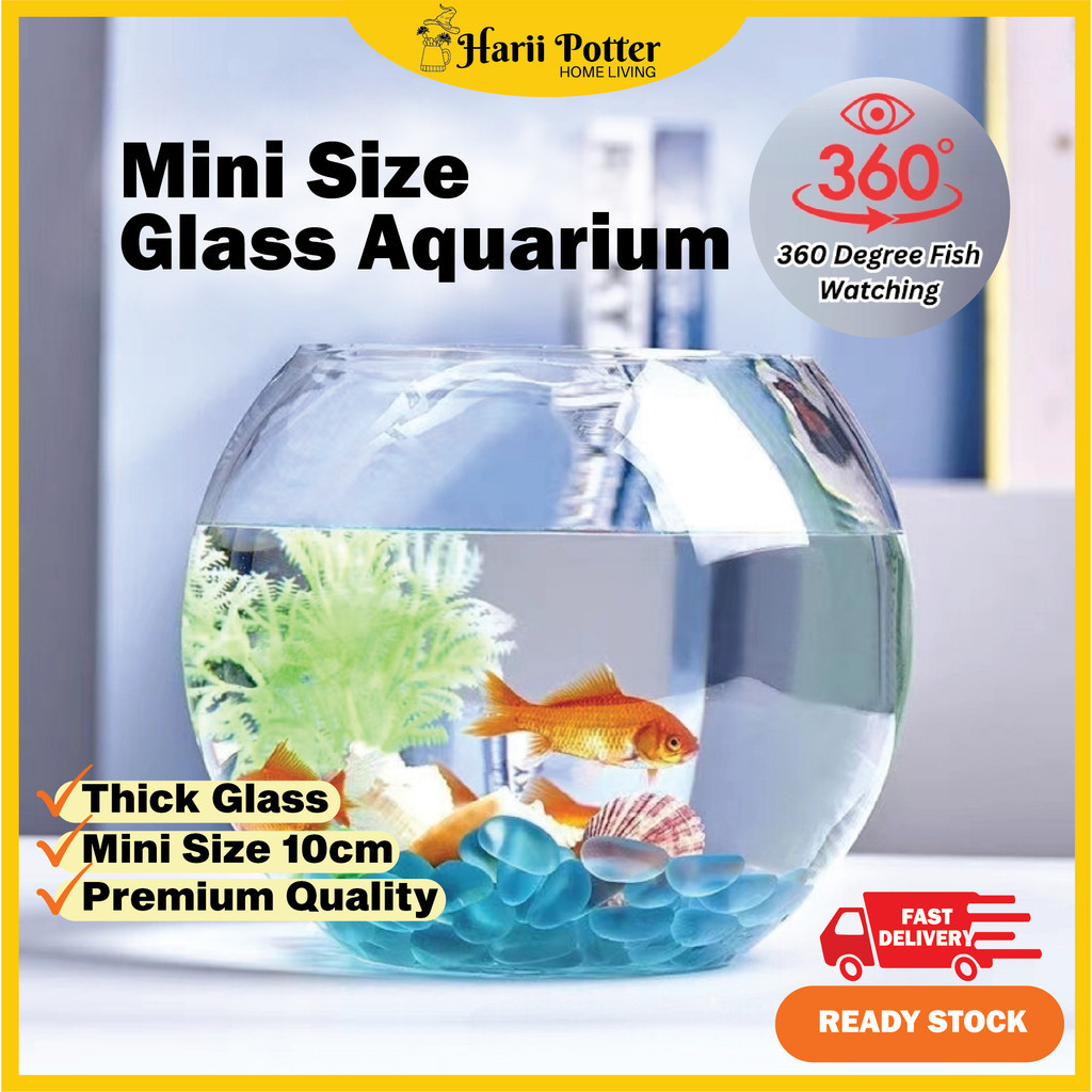 Mini Clear Round Glass Vase Pot For Small Fish Bowl Aquarium Flower Pot ...