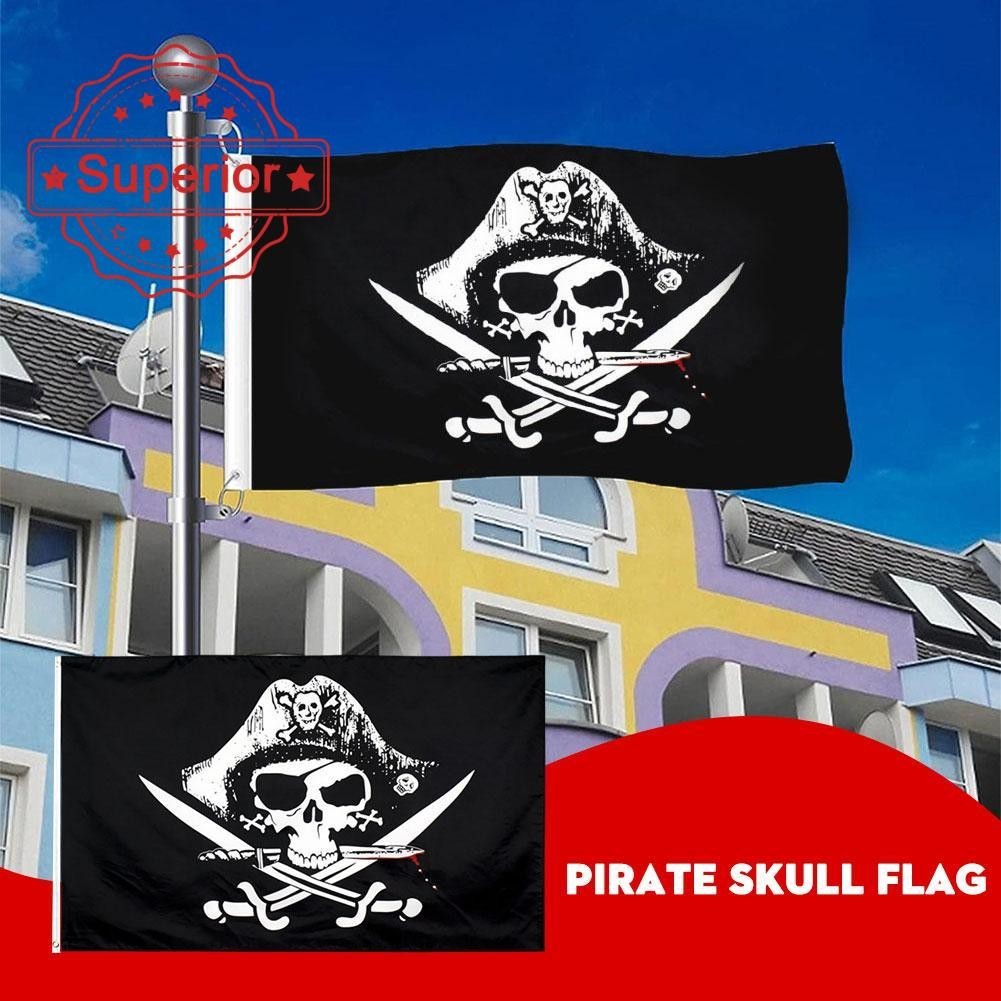 Skull And Crossbones Pirate Flag 90cm | Shopee Malaysia