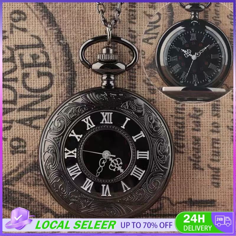 Pocket Watch Retro Roman Quartz Pocket Watch digital With Chain Pendant ...