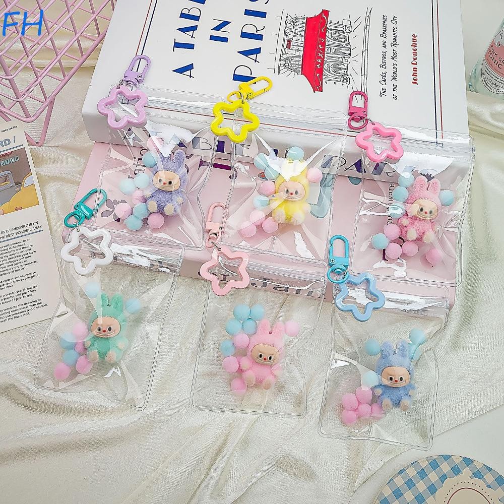FENGHA Sit Down Labubu Pendant, Beads Waterproof Flocking Labubu Key ...