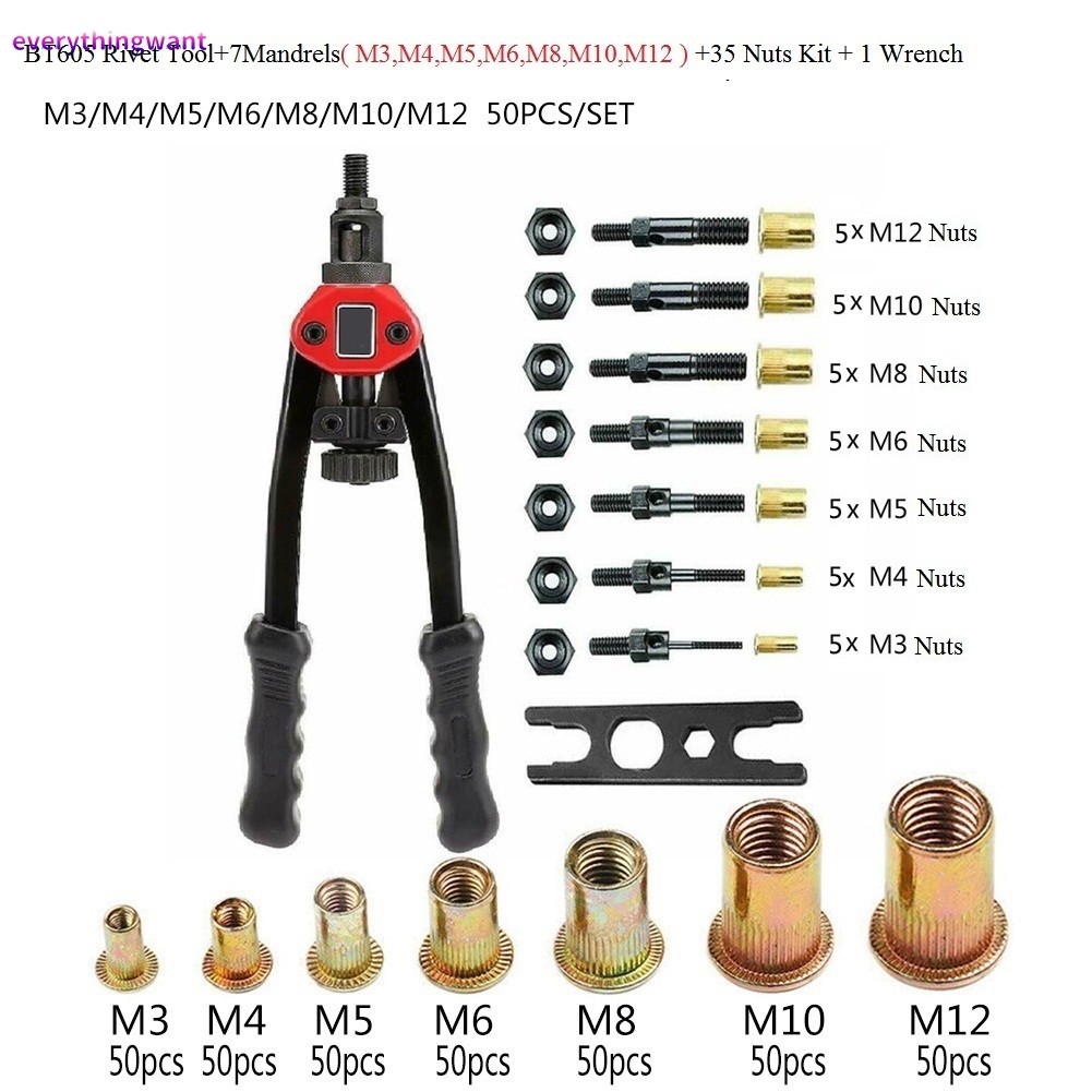 Riveting Tool Kit Rivet Nuts Thread Setting Tool Nutsert For M3 M5 M6 ...