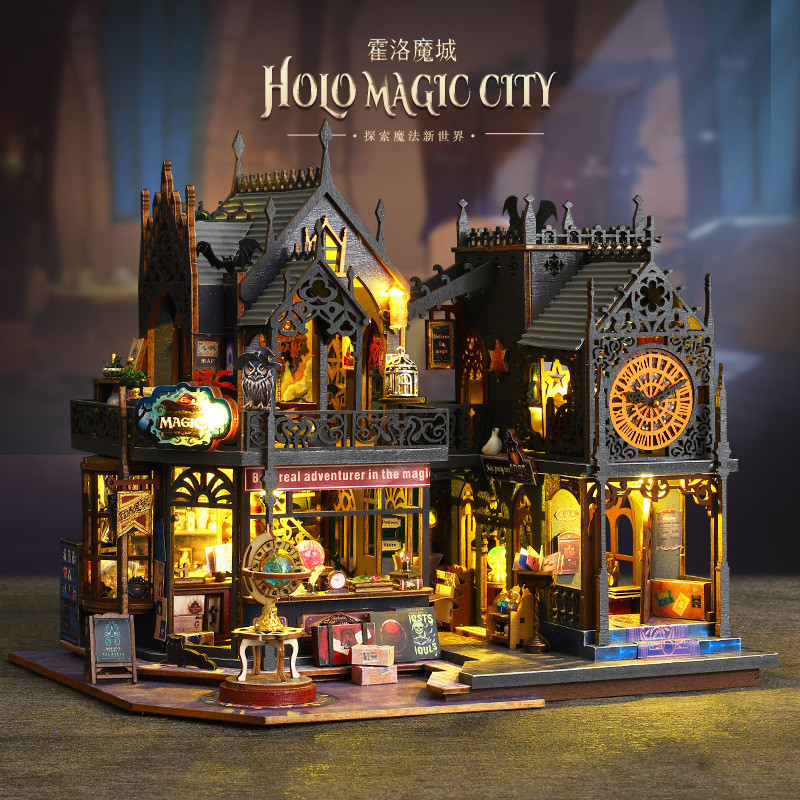 Assembly Model DIY Miniature House – Holo Magic City Castle Handcrafted ...