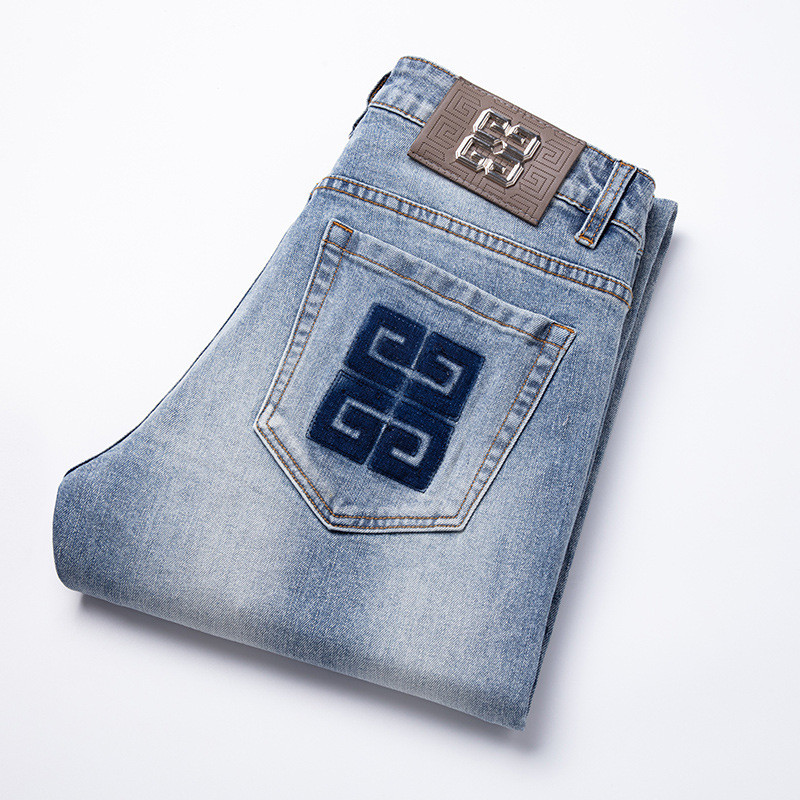 Givenchy2025 Light Color Jeans Men Stretch Slim-fit Fashion Casual ...