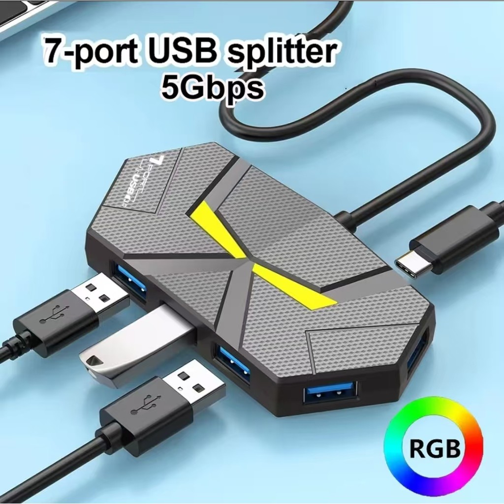 4/7 Ports USB 3.0 5Gbps Docking Station Colorful Light High Speed ...
