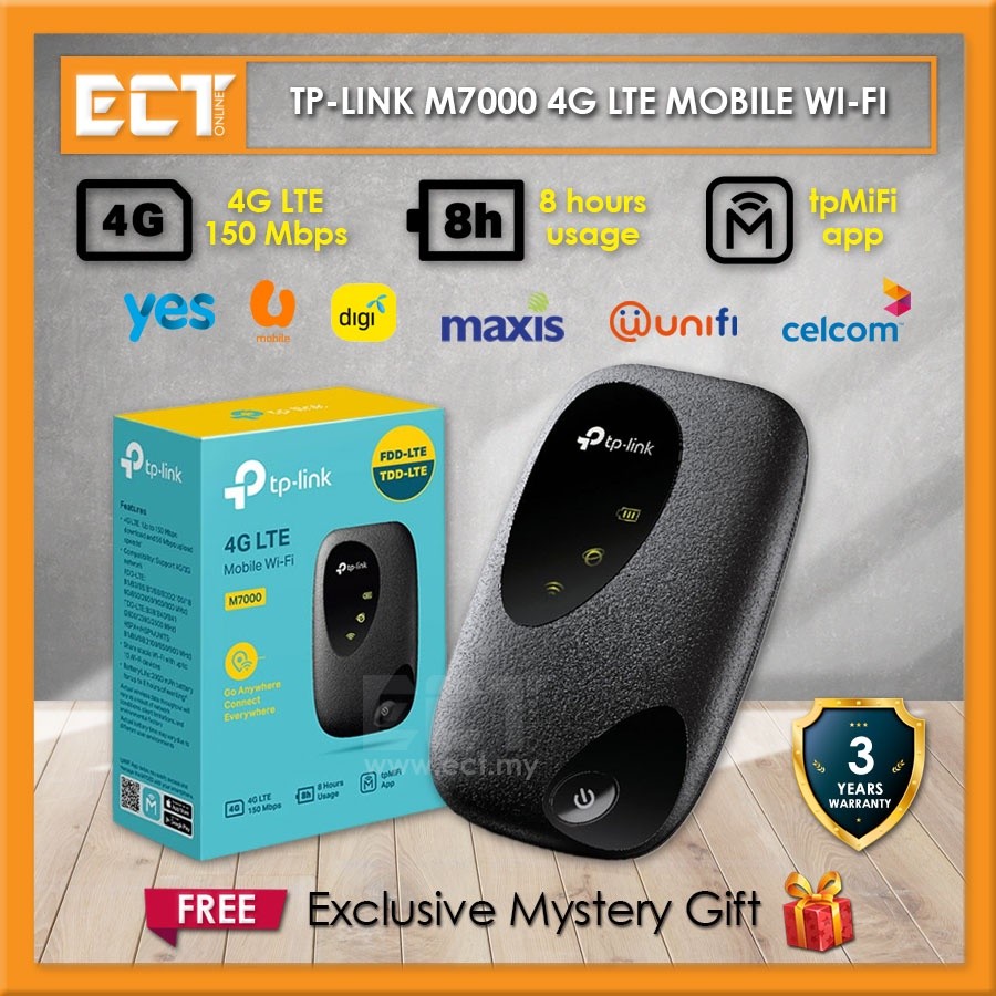 TP-Link M7000 150Mbps Wireless Portable 4G LTE Sim Card Mobile WiFi Hotspots Router | Shopee ...