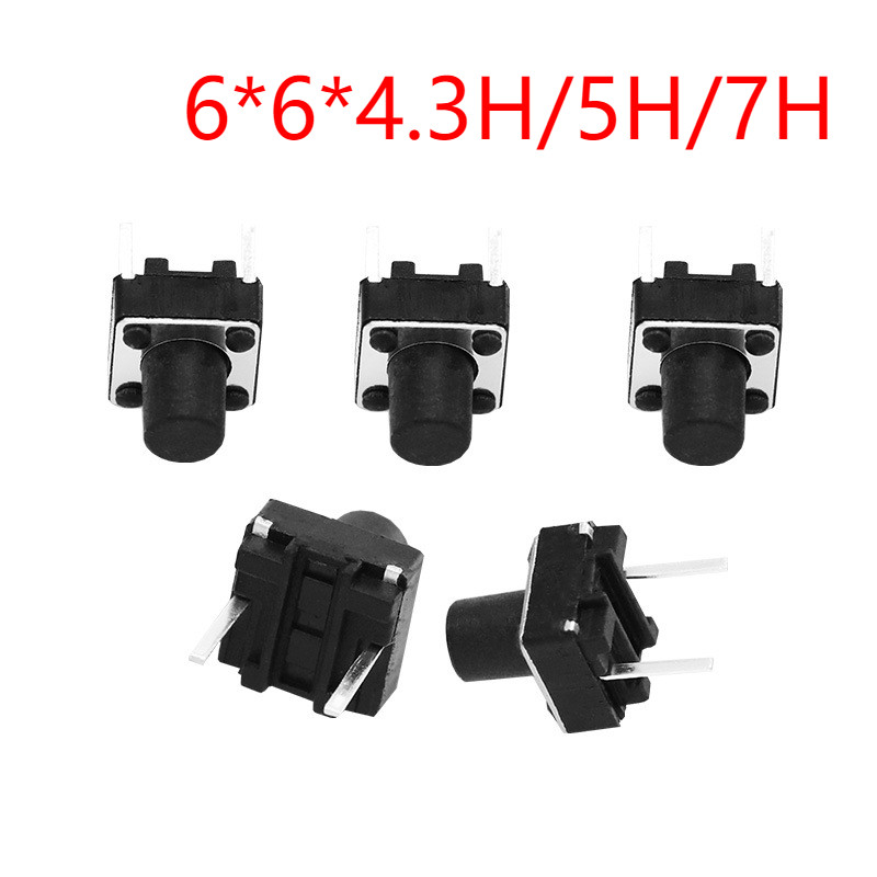 Tact Switch 6 * 6 * 4.3 H/5H/7H Medium 2 Pin Micro-Action Vertical Push ...