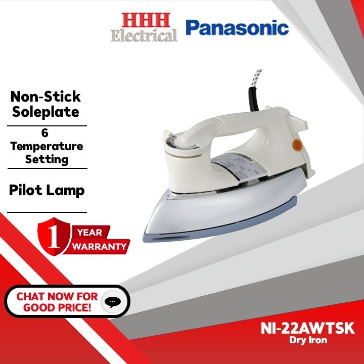 Panasonic NI-22AWT Non-Stick Heavyweight Dry Iron Seterika Baju NI ...