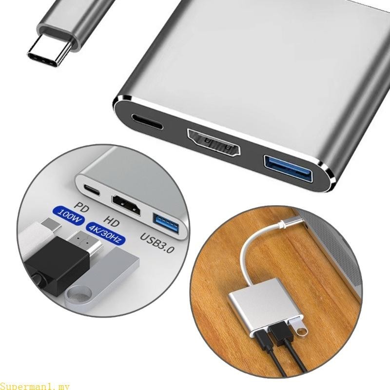 Best Upgraded Type C to Multiports Adapter 4K USBC PD100W Fast Charging ...