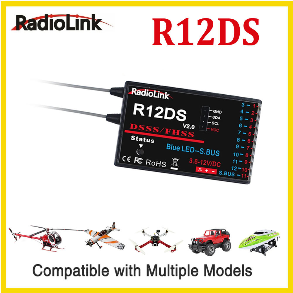 Radiolink 2.4GHz R12DS 12 Channels RC Radio Receiver Support SBUS/PWM ...