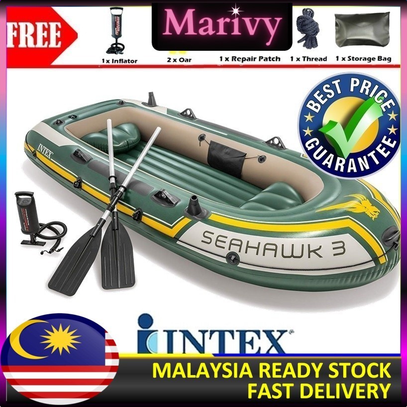 🔥🔥 SEAHAWK INTEX 68380 3 Persons Kayak Fishing Inflatable Boat 💥💥 ...