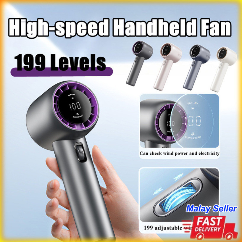Handheld Fan Super Power 199 Speeds Portable Bladeless Mini Fan USB ...