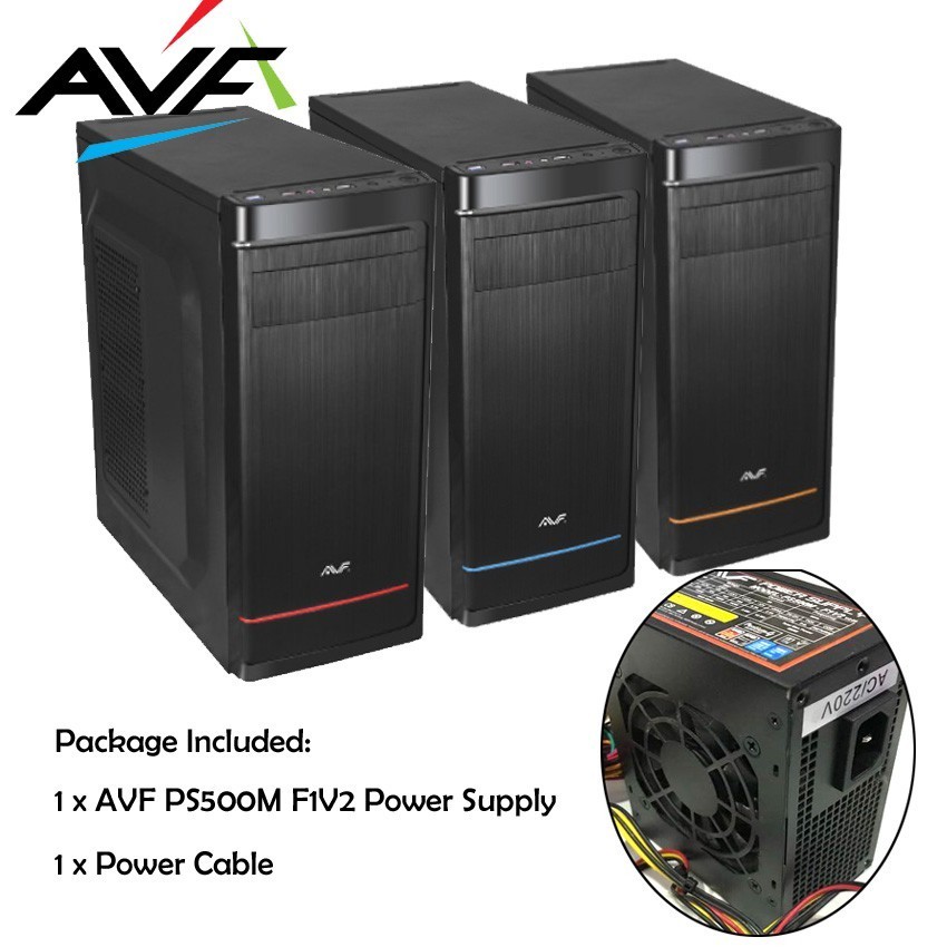 Official AVF ACSD573 Shieldo Black Series ATX Casing with 500W Power ...