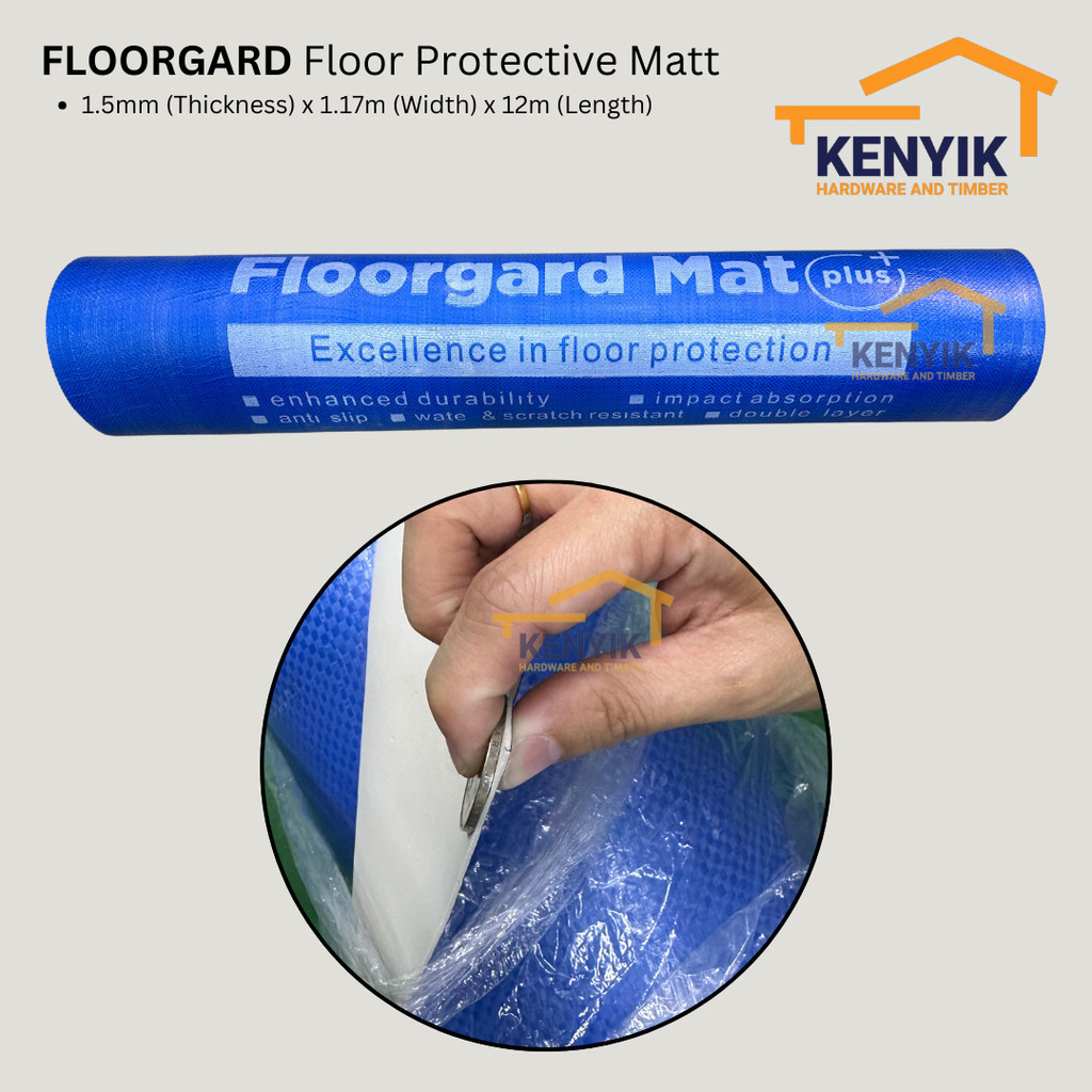 FLOORGARD 1.5mm / 3mm (T) x 1.17m (W) x 12m (L) Floor Protective Matt ...