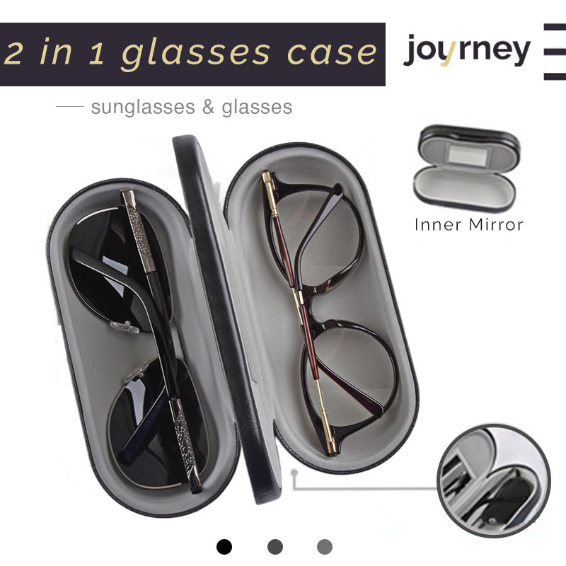 Double layer spectacle case Multi-function Glasses case Box with Leather storage bag Travel Kit ...