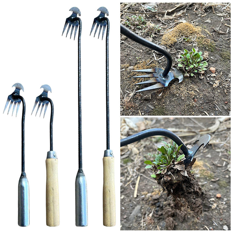 Garden Weeders Grass Rooting Loose Soil Rake Metal V-shaped Root ...