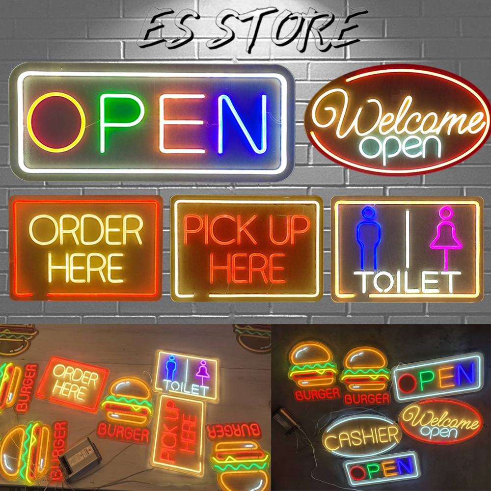 Neon Sign LED Night Light Ultra Bright Colorful Lighted Sign Open ...