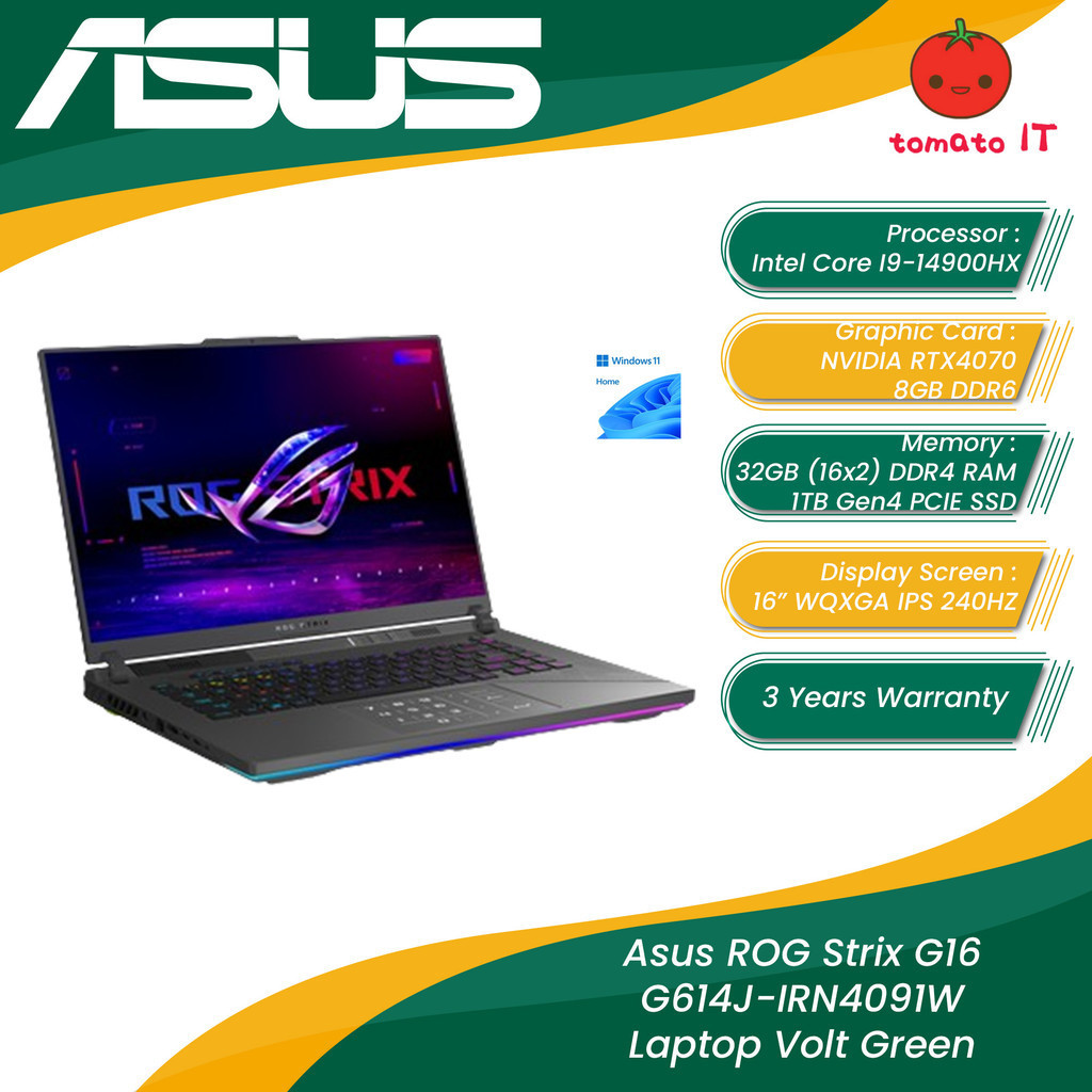 ASUS ROG STRIX G16 G614J-IRN4091W (I9-14900HX/32GB DDR5/1TB PNVME ...