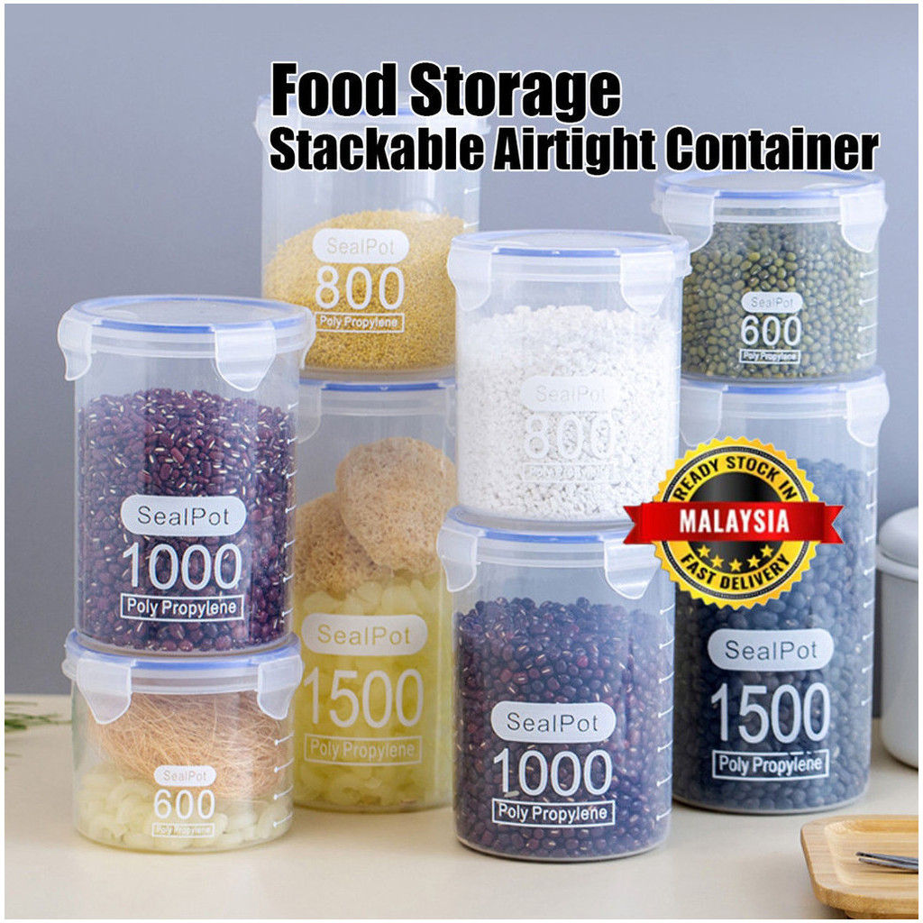 Food Storage Stackable Airtight Container Transparent Plastic Round ...