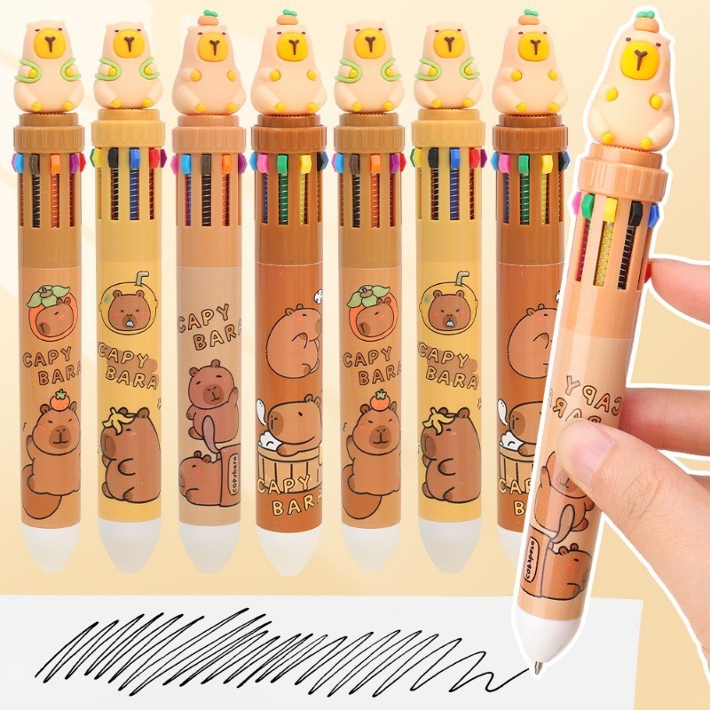 Kawaii Capybara Ten-Color Ballpoint Pen - Student Stationery, Present ...
