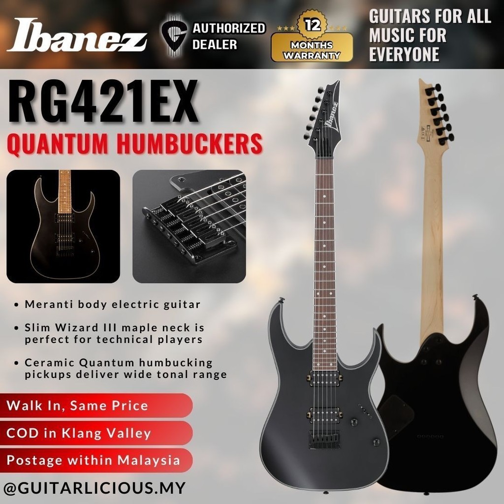 Ibanez RG421EX (HH) Humbucker Floyd Rose Electric Guitar - Black Flat ...