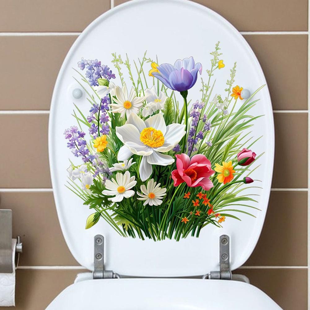 Butterfly Flower Toilet Seat Stickers Creative New Flower Butterfly ...