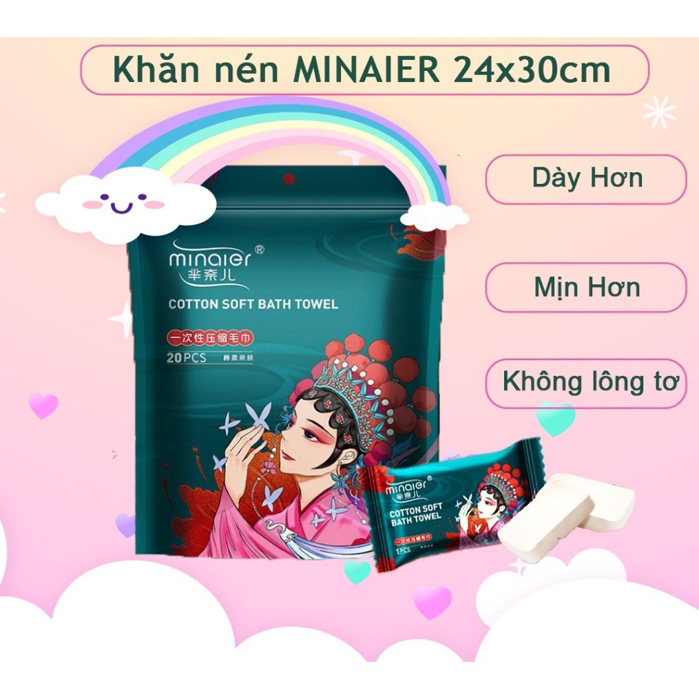 Full pack of 20 packs of compressed travel tissues, premium, convenient MINAIER cotton facial ...