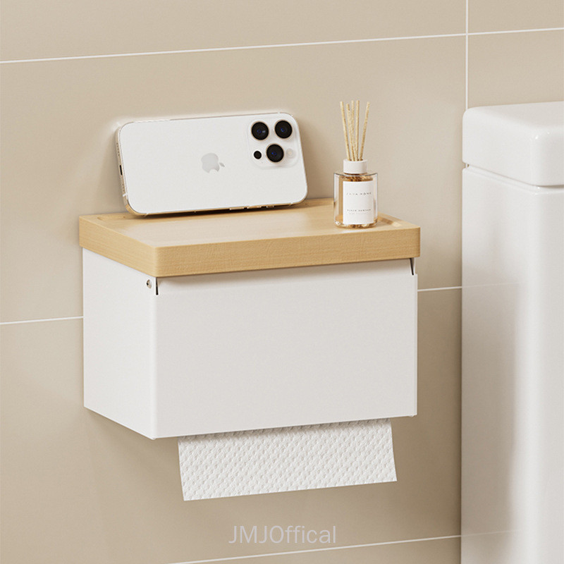 Log Tissue Box Toilet Paper Box Wall-Mounted Perforated Roll Paper Box ...