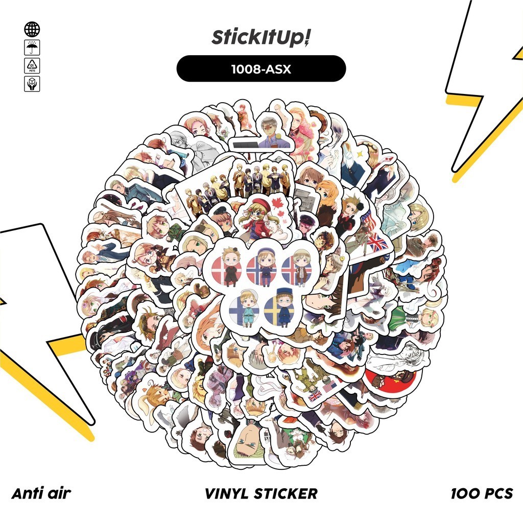 100 Pcs Sticker Pack Hitalia: Axis Powers v2 Cute Aesthetic Vinyl ...