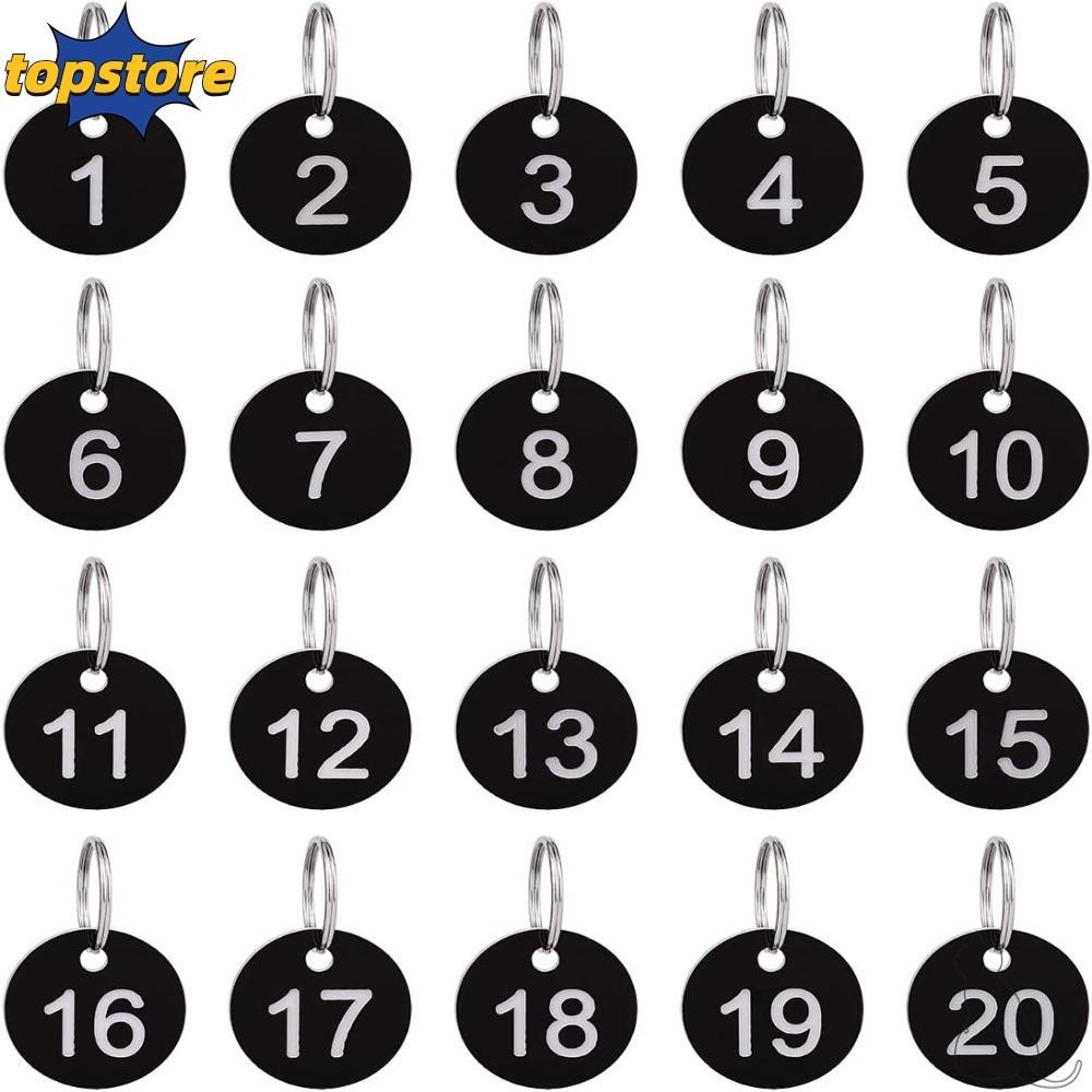 TOPSTORE 20 Pack Numbers Tags, 35mm Black Round, Nurse 1-20 House ...