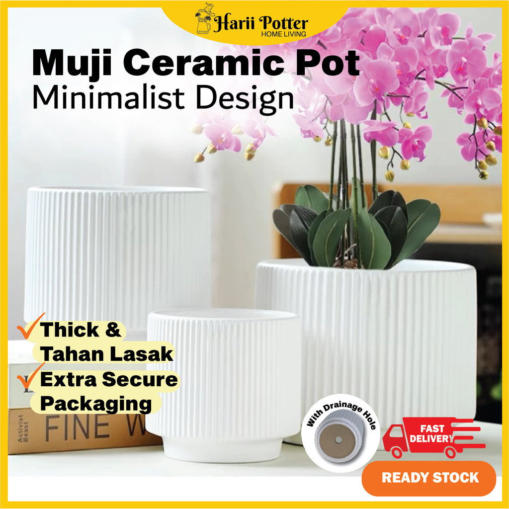 Round Ceramic Pot For Indoor Plant Pot Ceramic Flower Pot Pasu Bunga ...