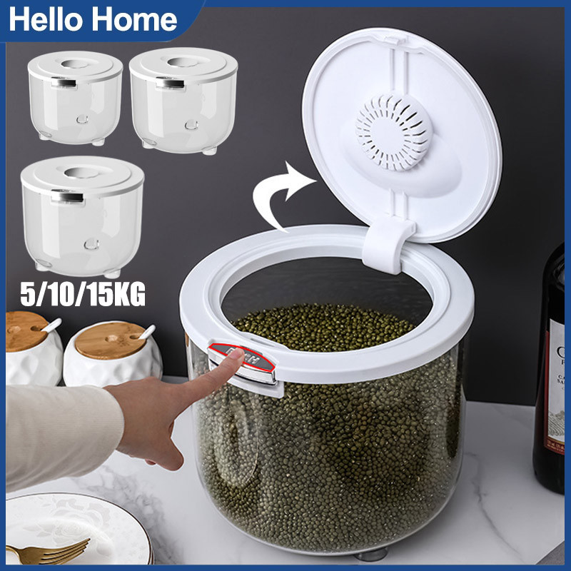 5/10/15KG Rice Storage Box Grains Bucket Moisture-proof Sealed Insect ...