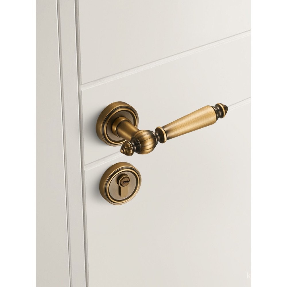 Indoor Wooden Door Lock French Brass Door Lock Room Retro Door Handle ...